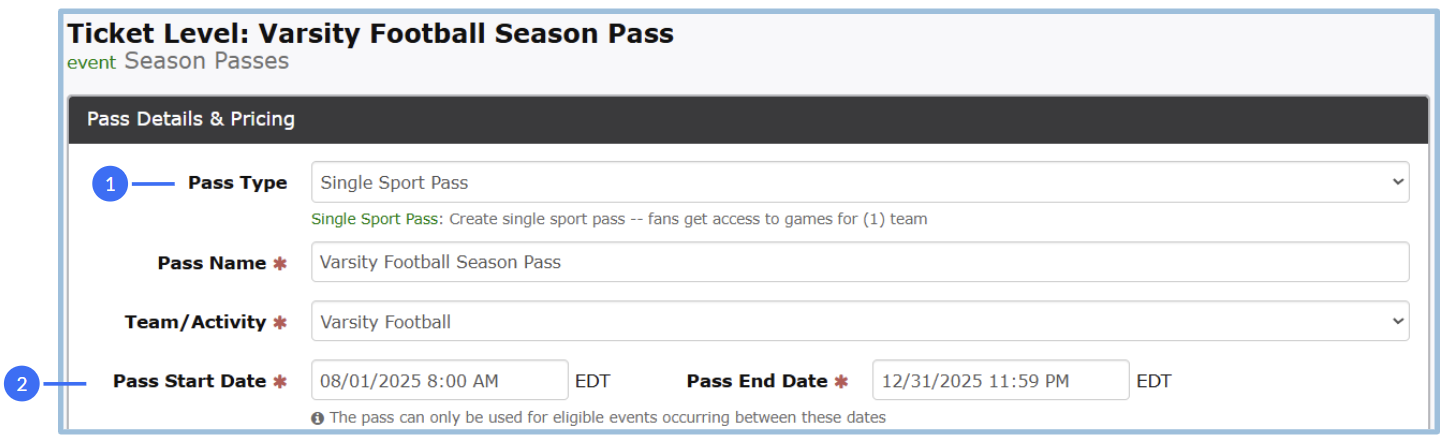 How To Create Single Sport Passes